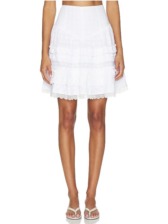 GANNI Ganni Broderie Anglaise Tiered Frill Mini Skirt